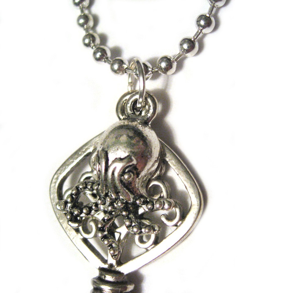 Cthulhu Octopus KEY silver Pendant STAINLESS STEEL Necklace HP ...