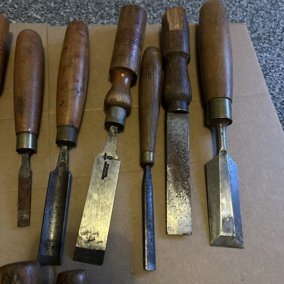 Job Lot Of Vintage Wood Chisels Marples toga sorby Buck & Ryan etc x17 ...