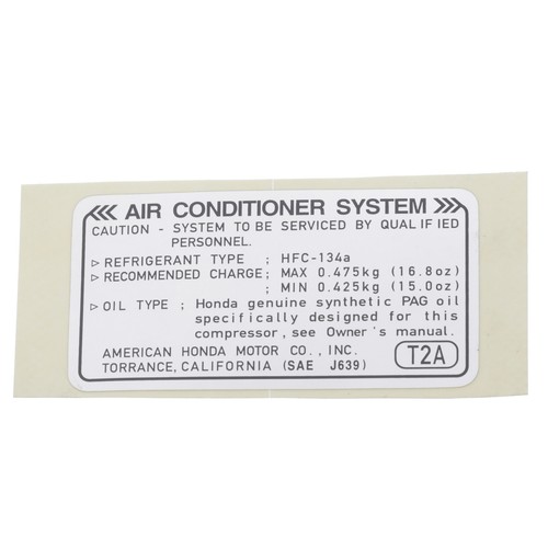 NEW OEM Honda 2013-2017 Accord Air Conditioner Information Label 80050 ...