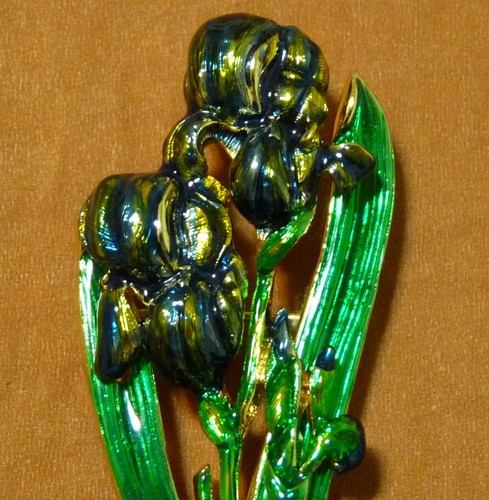 Vintage MFA Museum of Fine Arts Blue-Green Enamel Asiatic Iris Brooch ...
