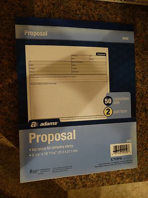 Adams Proposal Form Book, 2-Part, Carbonless, 10.19 x 8.38 Inches, 50 ...