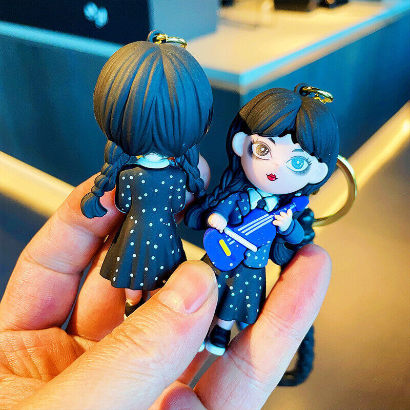 Horror Wednesday Addams Toy Key Car Bag pendant Halloween Keyrings Doll ...