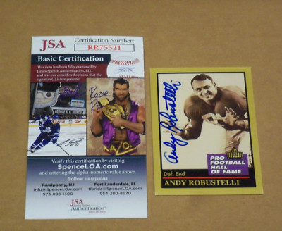 Andy Robustelli, New York Giants, Signed Pro Football HOF Card, JSA COA ...