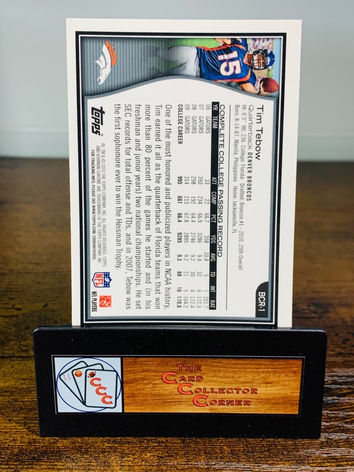 2010 Bowman Chrome Tim Tebow Rookie Card RC Denver Broncos BCR-1 | eBay