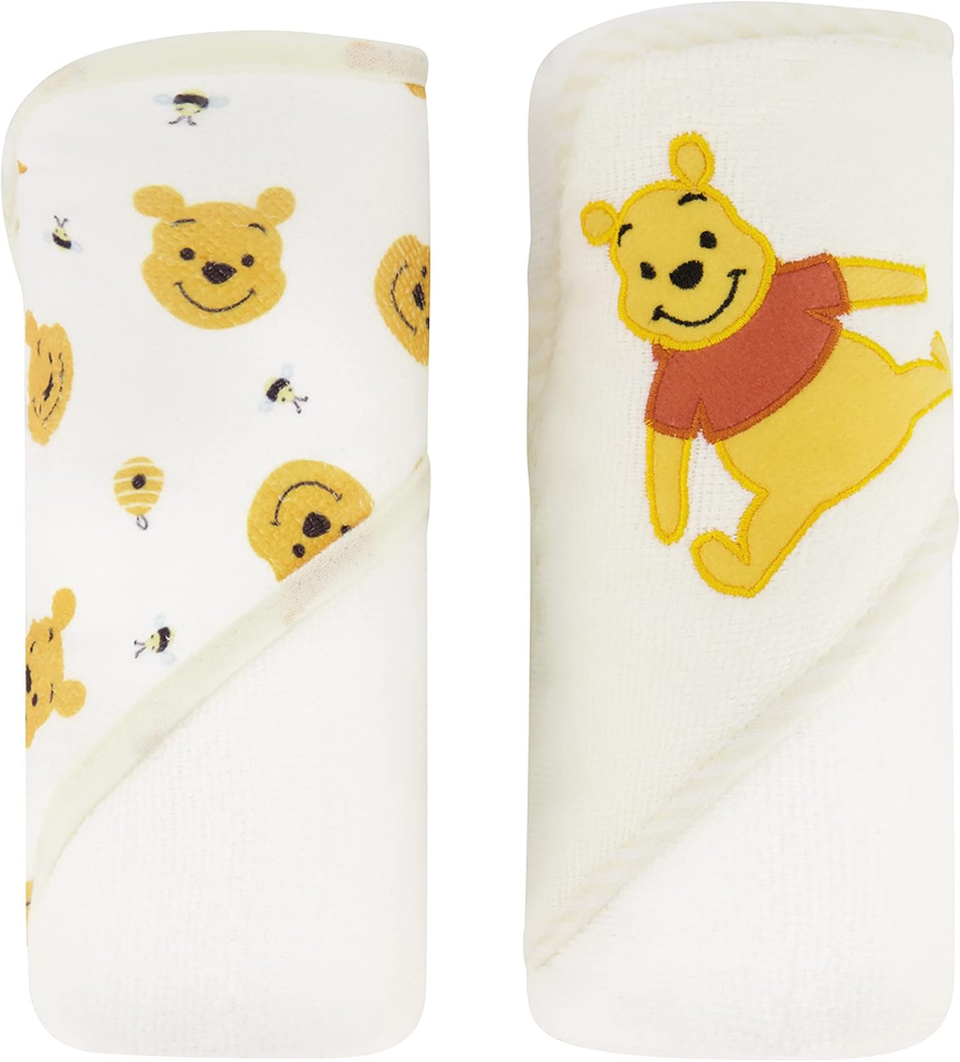 Cudlie Baby Winnie the Pooh 2 Pack Rolled/Carded Hooded Towels in Sweet ...