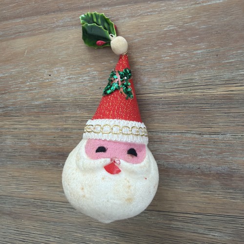 Vtg Santa Claus Face Head Christmas Ornament Flocked Styrofoam ...