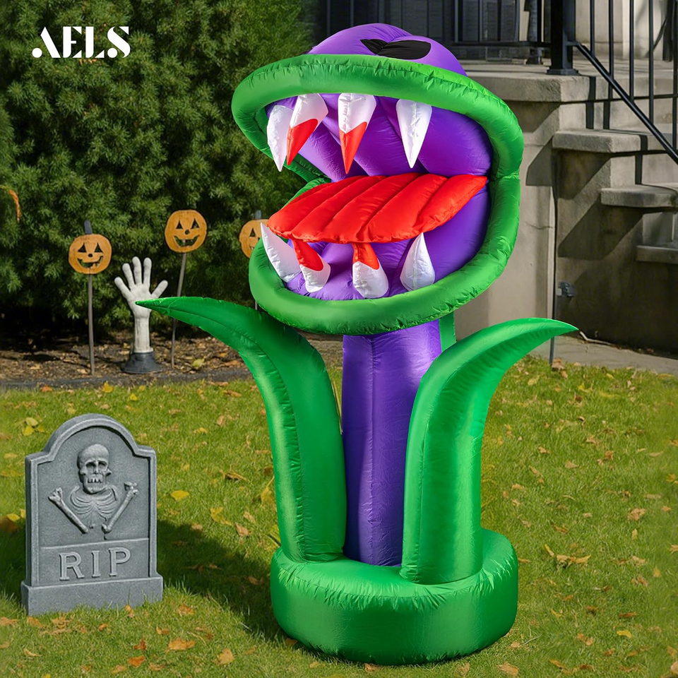 6 Ft Halloween Inflatable Air Blown Chomper with Blower and Adapter, Lighted Cor | eBay