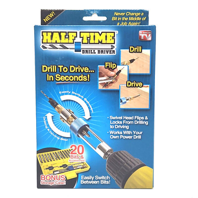 Half Time Drill Driver Set Multi Function Screwdriver Tool 16 head bits ...