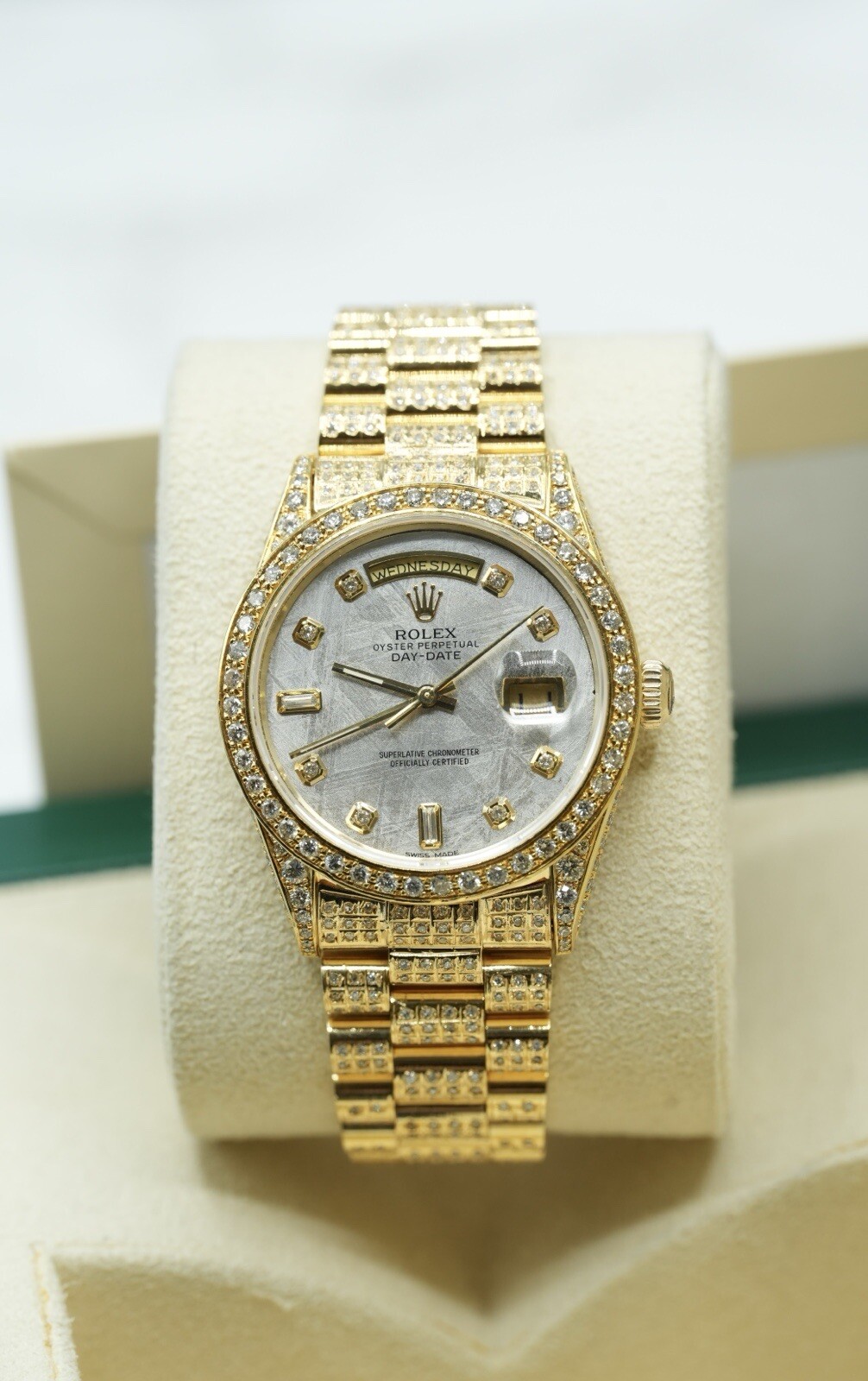 Gents 18ct Yellow Gold Rolex Day-Date 36 Fully Loaded Diamond Custom ...