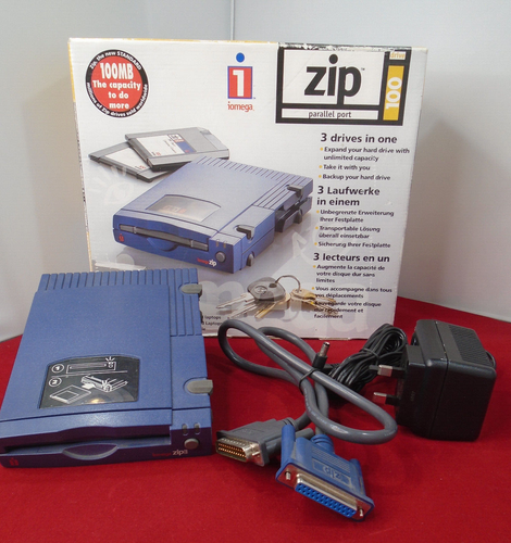 Boxed Iomega 100MB Parallel Port Zip drive External inc PSU & Cable ...