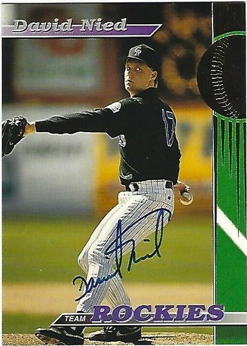 Autographed/Signed 1993 Stadium Club #1 David Nied Colorado Rockies ...