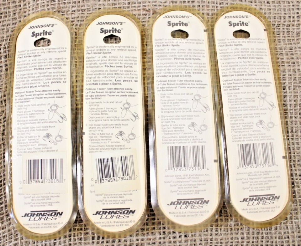 4 Johnson's Sprite Spoons Fishing Lures 1/8 1/4 Oz Vintage Tackle USA ...