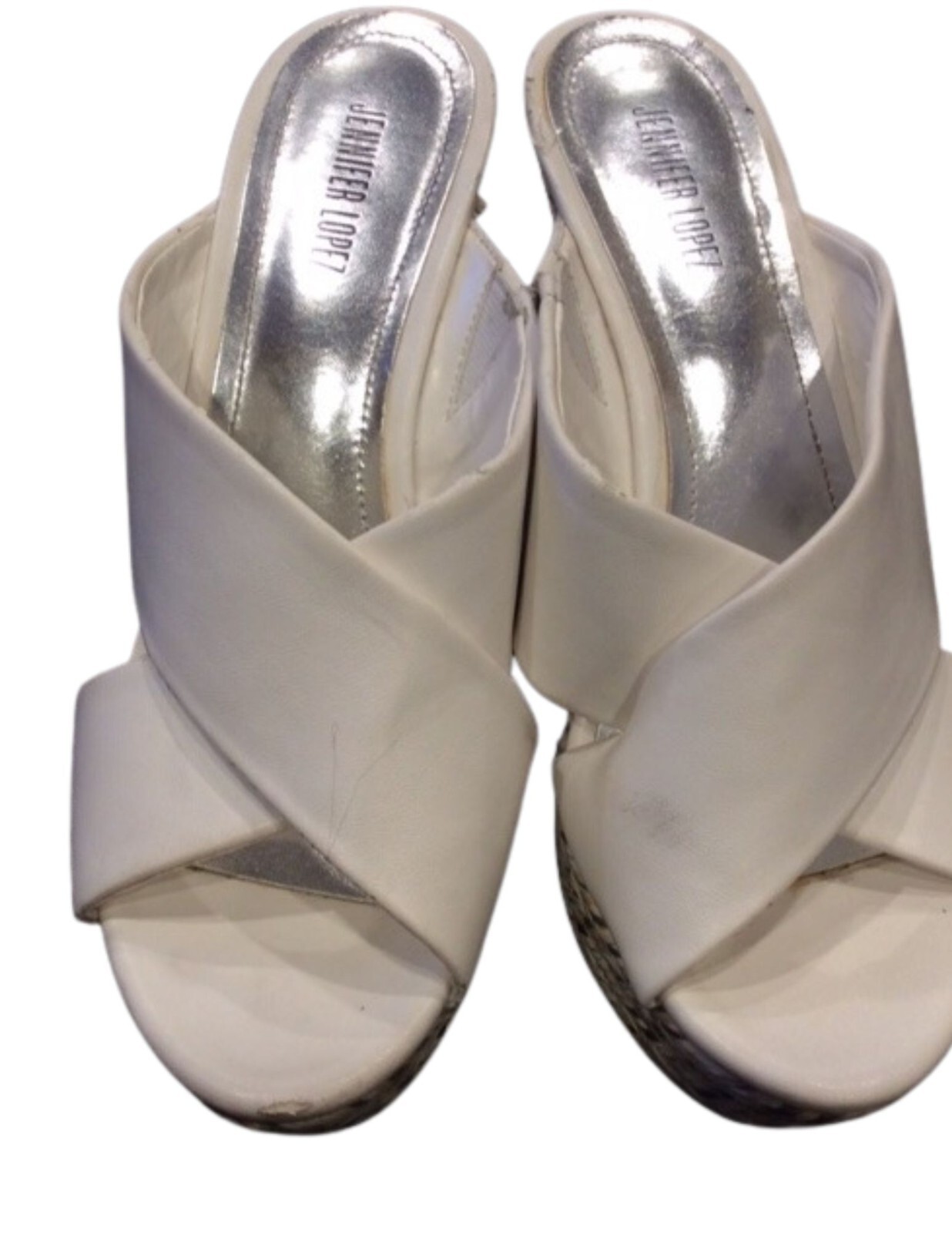 Jennifer Lopez Womens Rope Cork Open Toe Wedges White Size 7.5 M | eBay