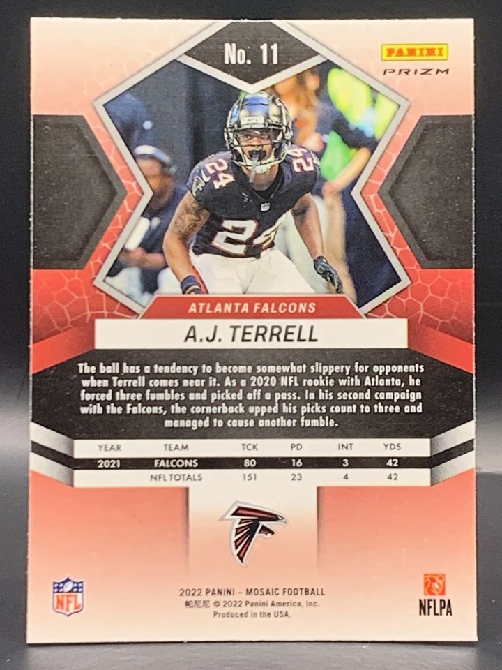 2022 Panini Mosaic #11 A.J. Terrell Sparkle Red - Atlanta Falcons | eBay