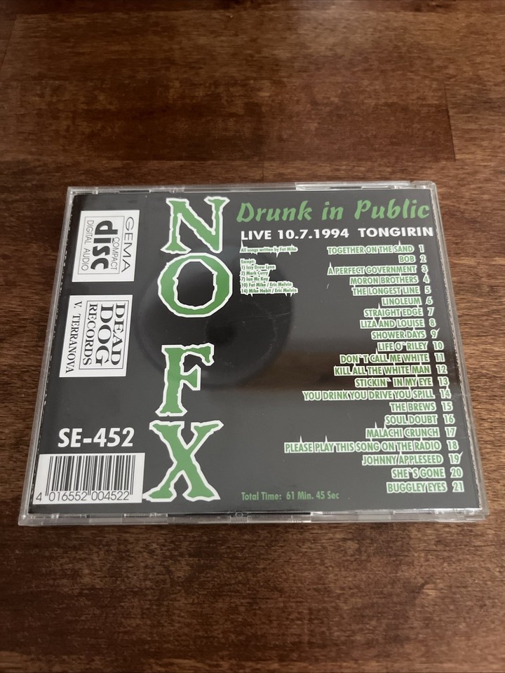 Vintage Nofx “Drunk In Public” Live 10.7.1994 Belgium Cd -Super Rare Perfect | eBay