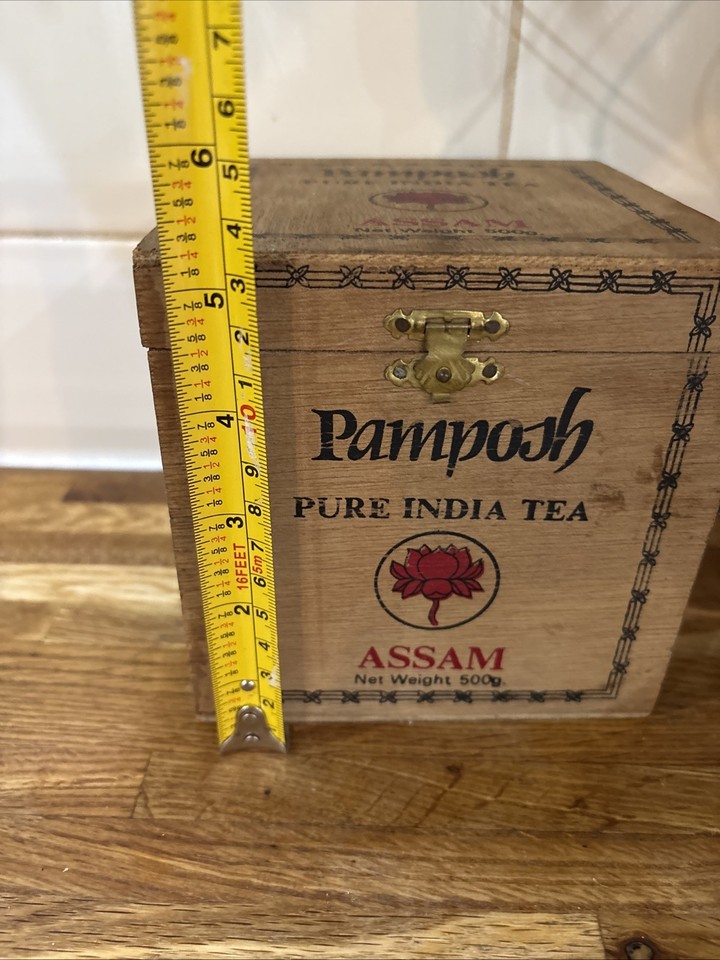 Vintage Pamposh Pure India Tea Wooden Chest Art Deco Trinket | eBay UK