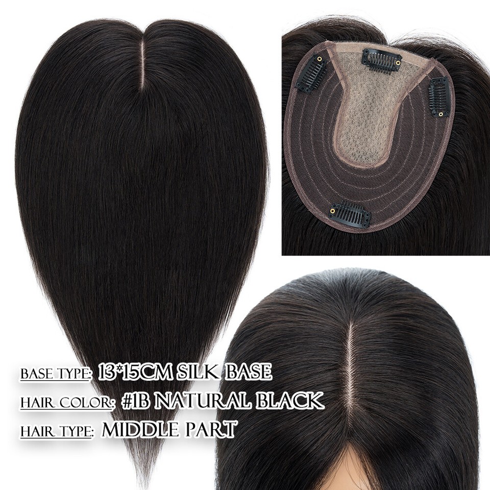 Women Hair Topper Toupee Clip in Hairpiece Top Hairpiece 100% Real ...