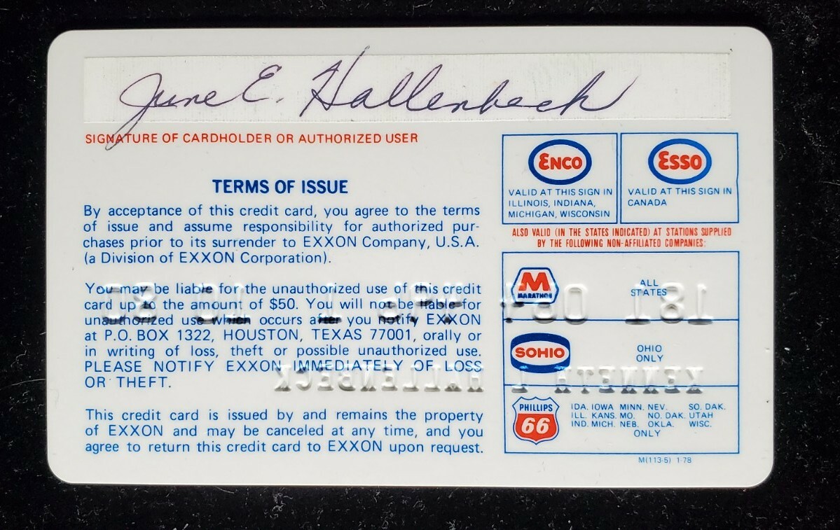 Exxon credit card exp 1980 ~ our cb855 | eBay
