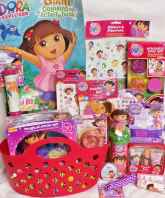 NEW DORA EASTER toy GIFT BASKET plush BIRTHDAY play set DOODLE ART gift ...