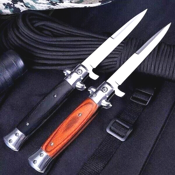 STILETTO FOLDING POCKET KNIFE Black or Brown CLASSIC GANGSTER FREE ...