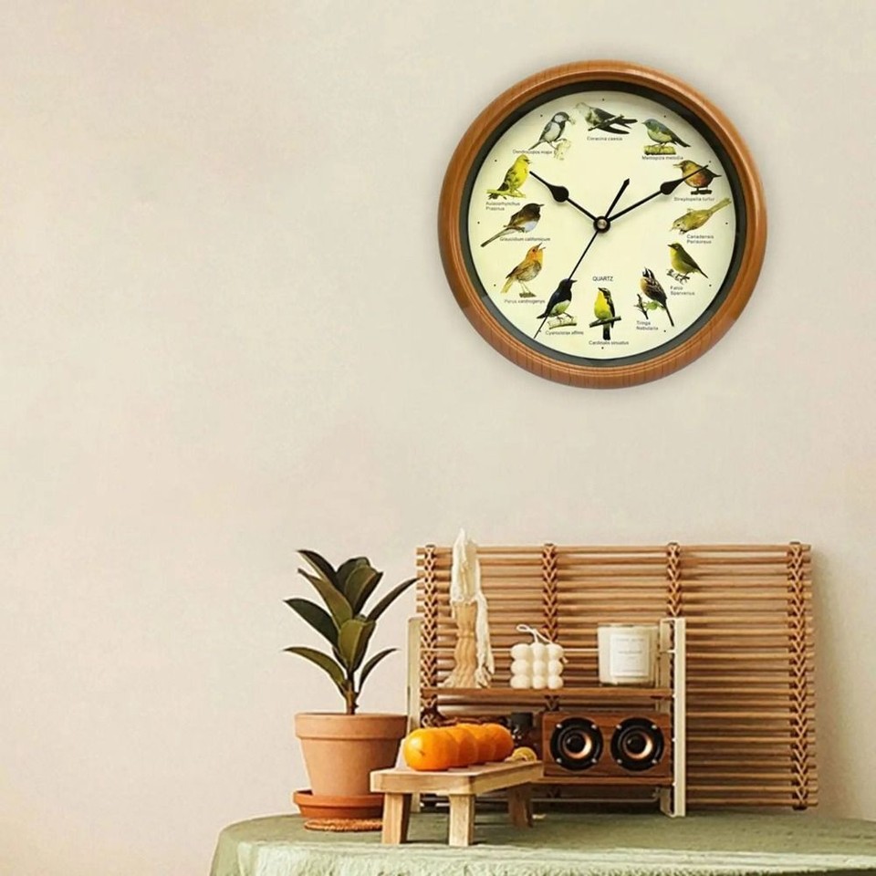 Bird Wall Clock Bird Clock with Sounds Birdsong Alarm Clock Home Office ...