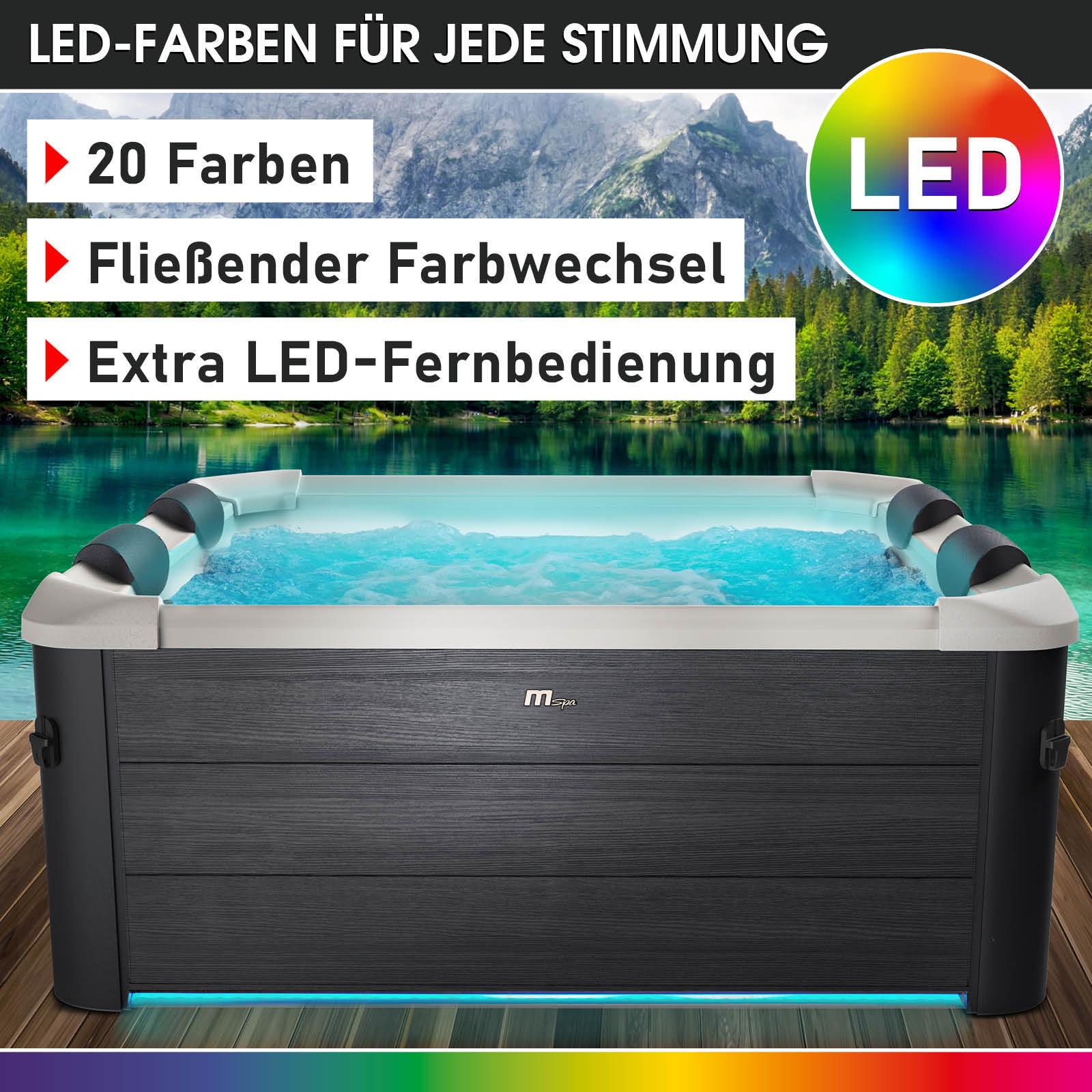 Whirlpool MSpa Oslo 6 Personen mit fester Außenwand 160x160x65cm In ...