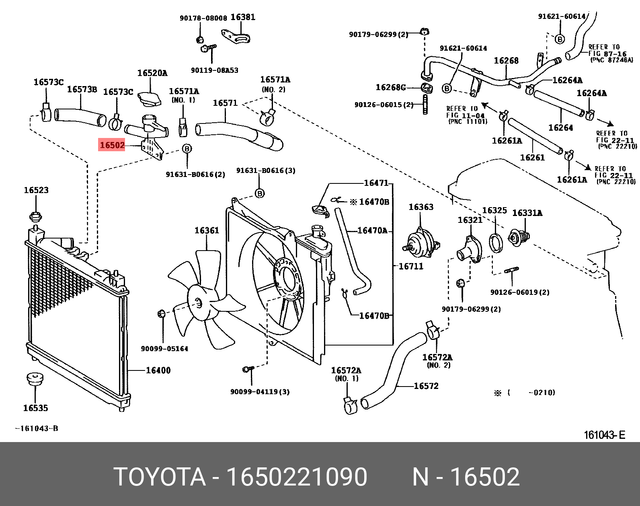 Genuine OE coolant hose 1650221090 for TOYOTA 16502-21090 online kaufen ...