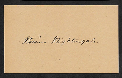 Florence Nightingale Autograph Reprint On 1890s Card. Nursing Pioneer ...