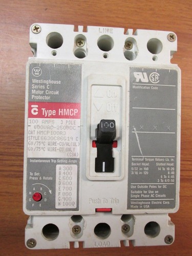 WESTINGHOUSE CIRCUIT BREAKER HMCP 3P 100A HMCP100.... WA-144 | eBay