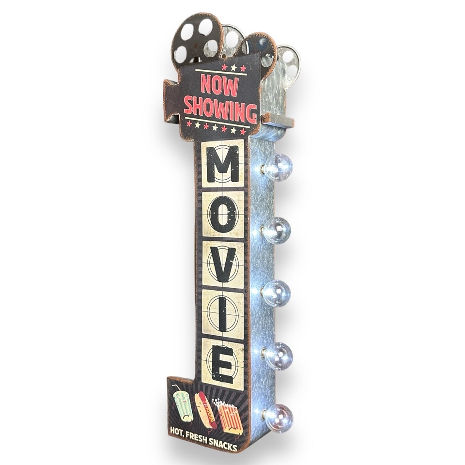 Movie Now Showing 26" Double Sided Marquee LED Sign Vintage Retro ...