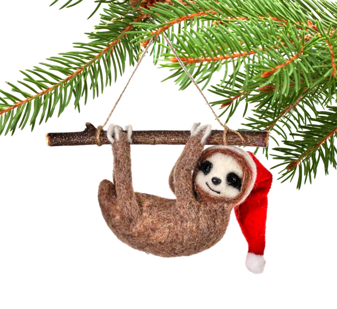 Wool Sloth Christmas Holiday Ornament on Branch 7" Gift | eBay