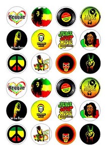 24 REGGAE AND SOUL TOPPER WAFER RICE EDIBLE FAIRY/CUPCAKE CAKE TOPPERS ...