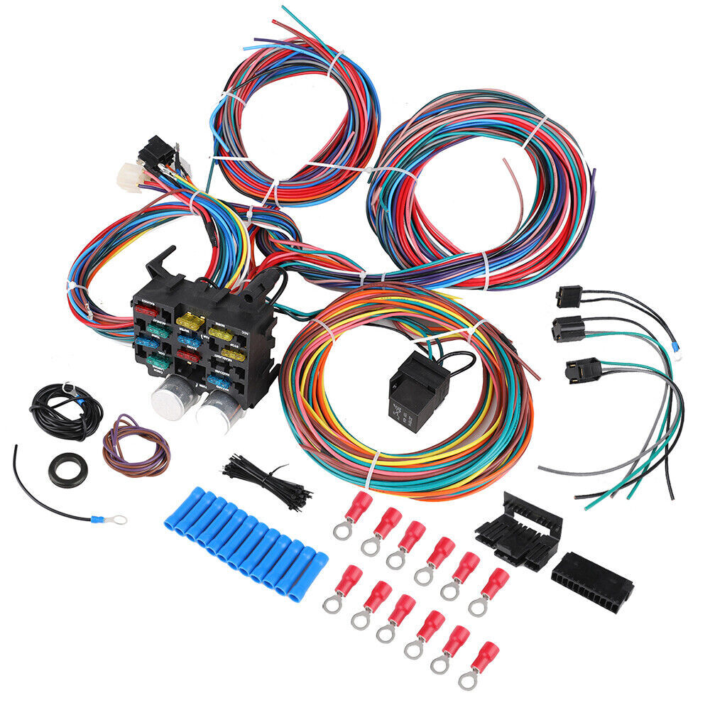 12 Circuit Wiring Harness Kit 12V Muscle Car Street Hot Rod XL Wires ...