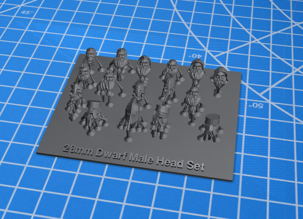 Dwarf Male Head Bits 28mm - Set of 16 - 3D Printed | eBay