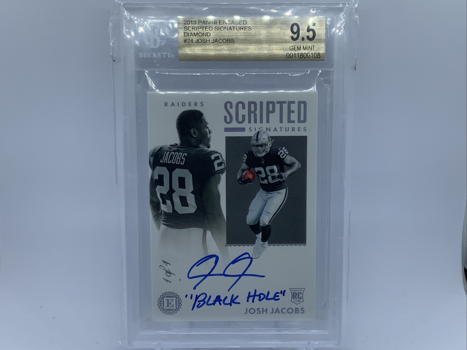 2019 Panini Encased Scripted Signatures Diamond Josh Jacobs Rookie Auto ...