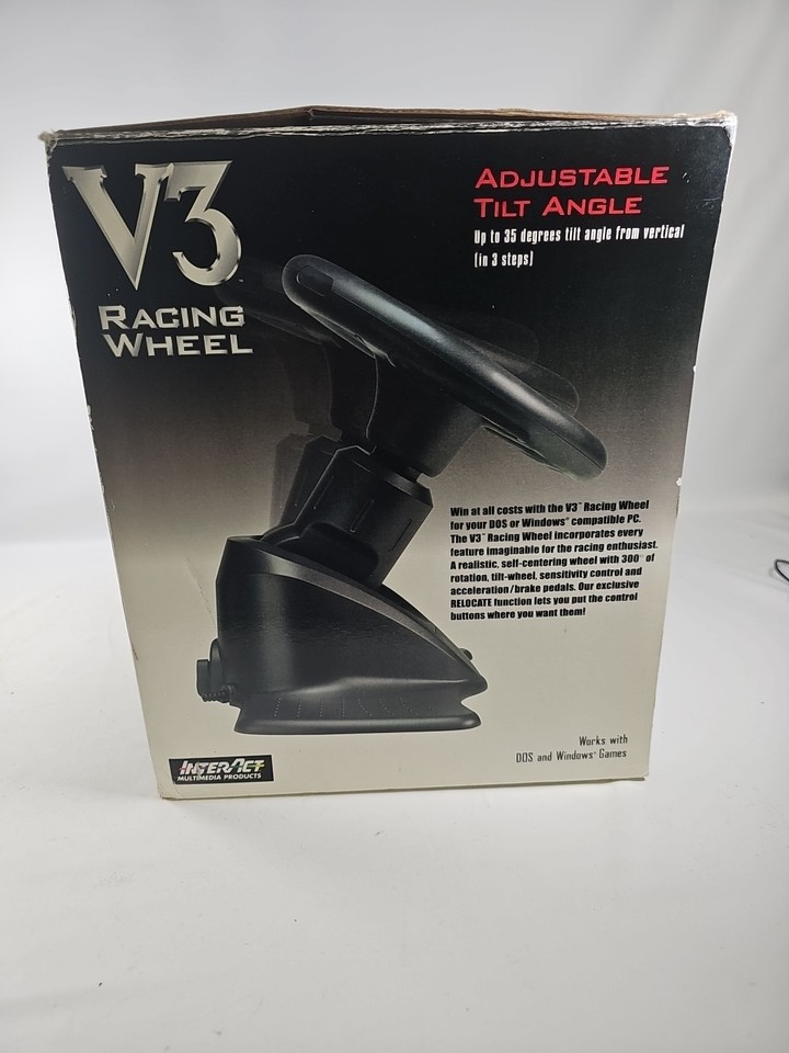 InterAct V3 Racing Steering Wheel & Pedals for PC DOS/Windows Gaming ...