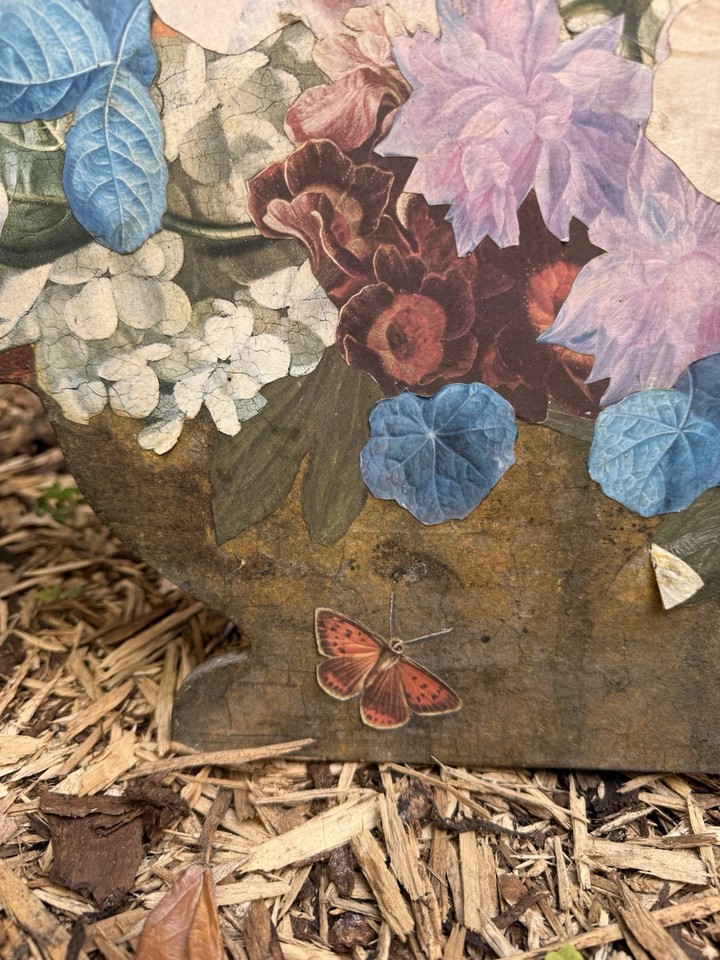 Late Victorian Floral Wooden Fire Screen Antique Dummy Board Cut Out ...