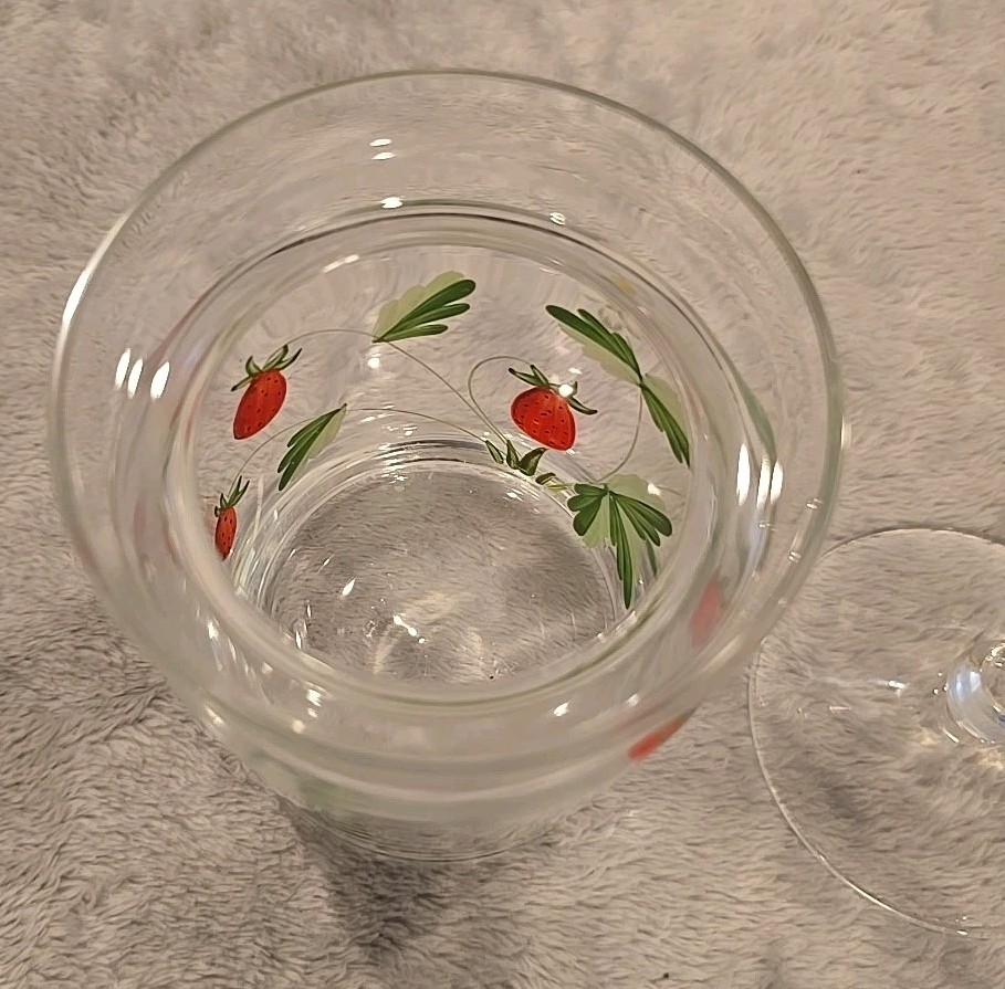 Hungary Glass Hand Painted Strawberry Flower Jam Jelly Jar With Lid And ...