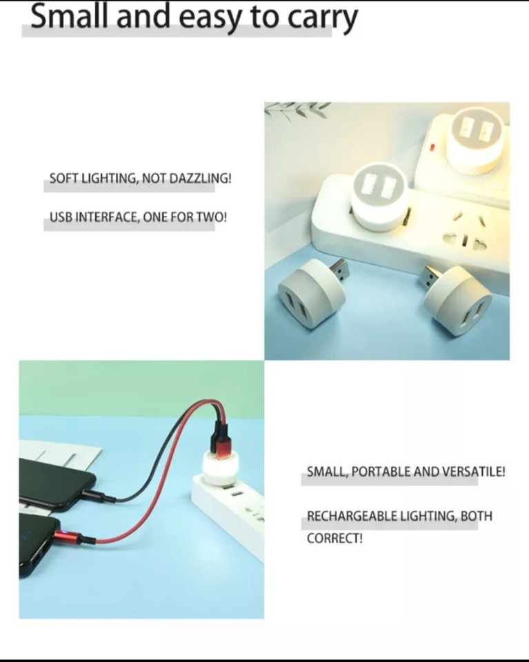 USB Portable LED Lamp Mini Night Light Round Lamp Computer Mobile Power ...