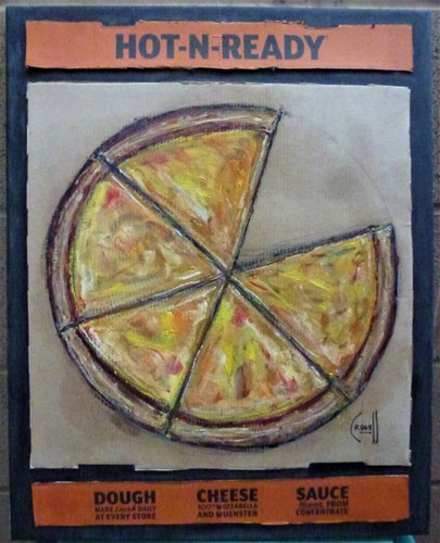 HOT N READY PIZZA cheese NEW original 16x20 painting takeout Box signed ...