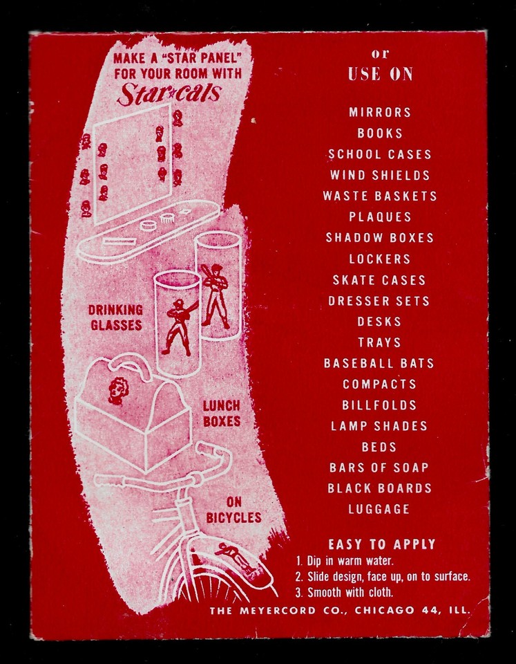 RARE 1952 STAR CAL DECALS TYPE 2 #92B RANDY JACKSON / EDDIE MIKSIS ...