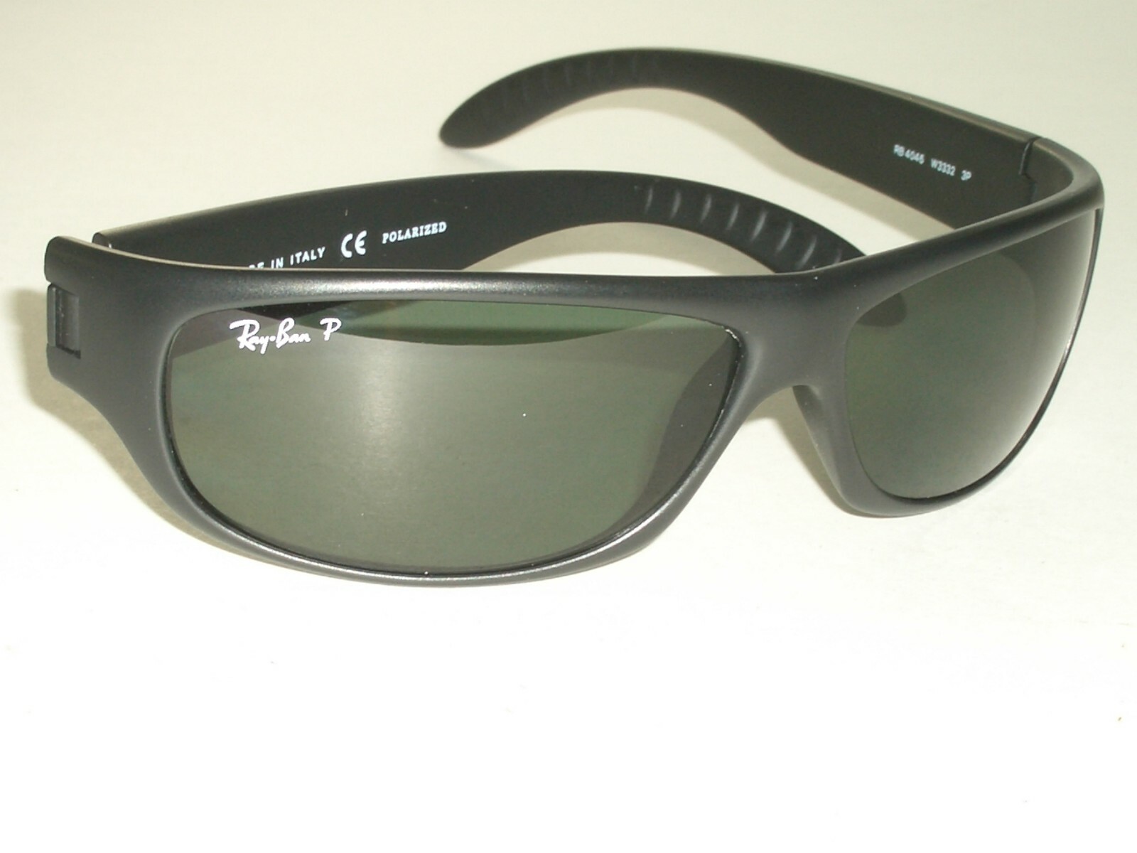 RAY BAN RB4046 601-S/9A 3P MATTE BLACK POLARIZED LEN WRAPs SUNGLASSES w ...