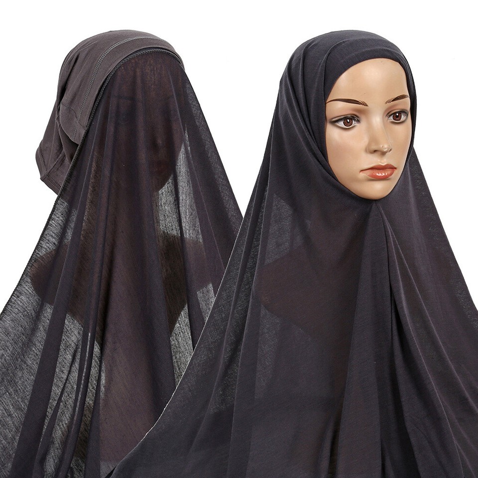 Women Jersey Scarf Modal Cap Hat Set Solid Colors Headscarf Muslim ...