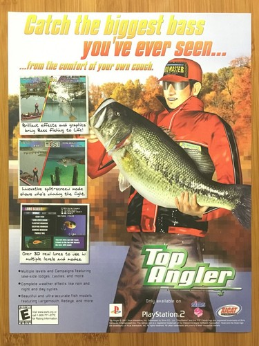 Top Angler: Real Bass Fishing PS2 2002 Vintage Print Ad/Poster Official Art Rare | eBay