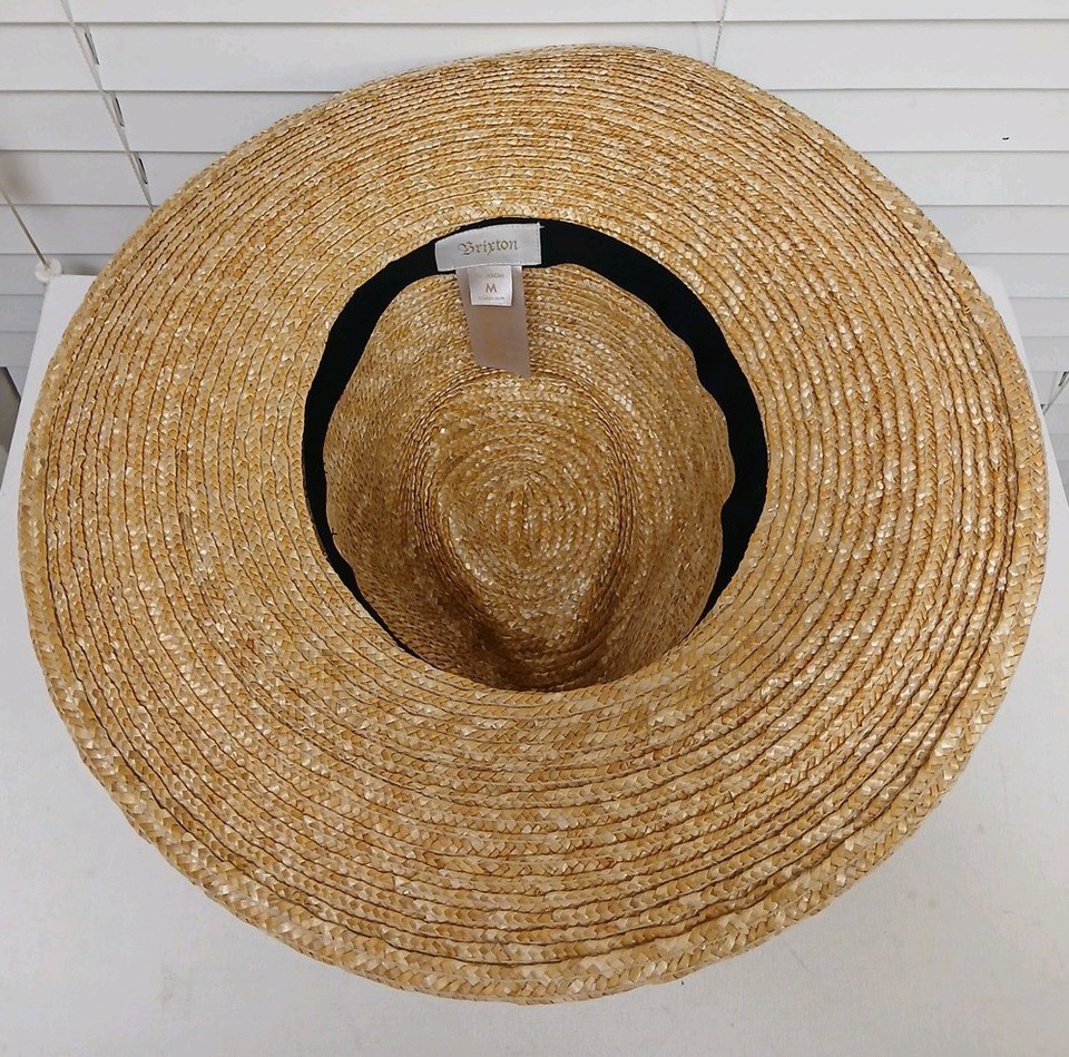 Brixton Medium Size 7 1/4 (58CM) 100% Straw Fedora Hat Brim With Black ...