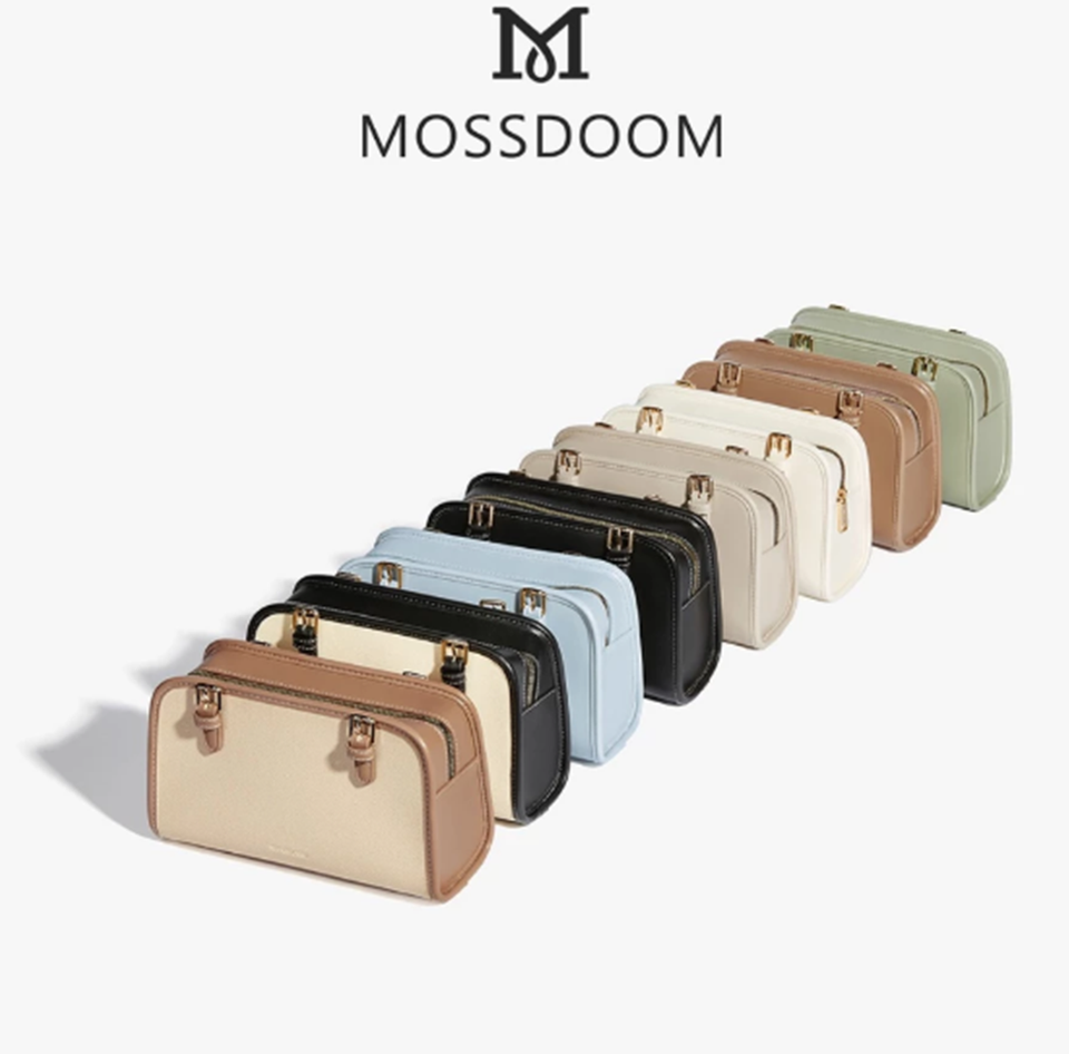 Mossdoom Shoulder Bag Beige&Black PU Leather Minimal Simple Korean ...
