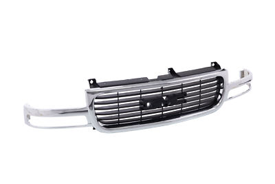 Chrome Grille w/Black Insert Trim Fit 00-06 GMC Yukon XL 99-02 Sierra ...