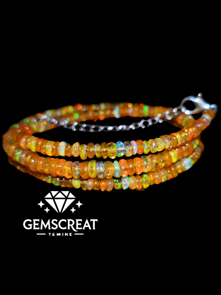 18" Natural Ethiopian Opal Wello Fire Opal Gemstone Bead Necklace Jewelry T16 | eBay