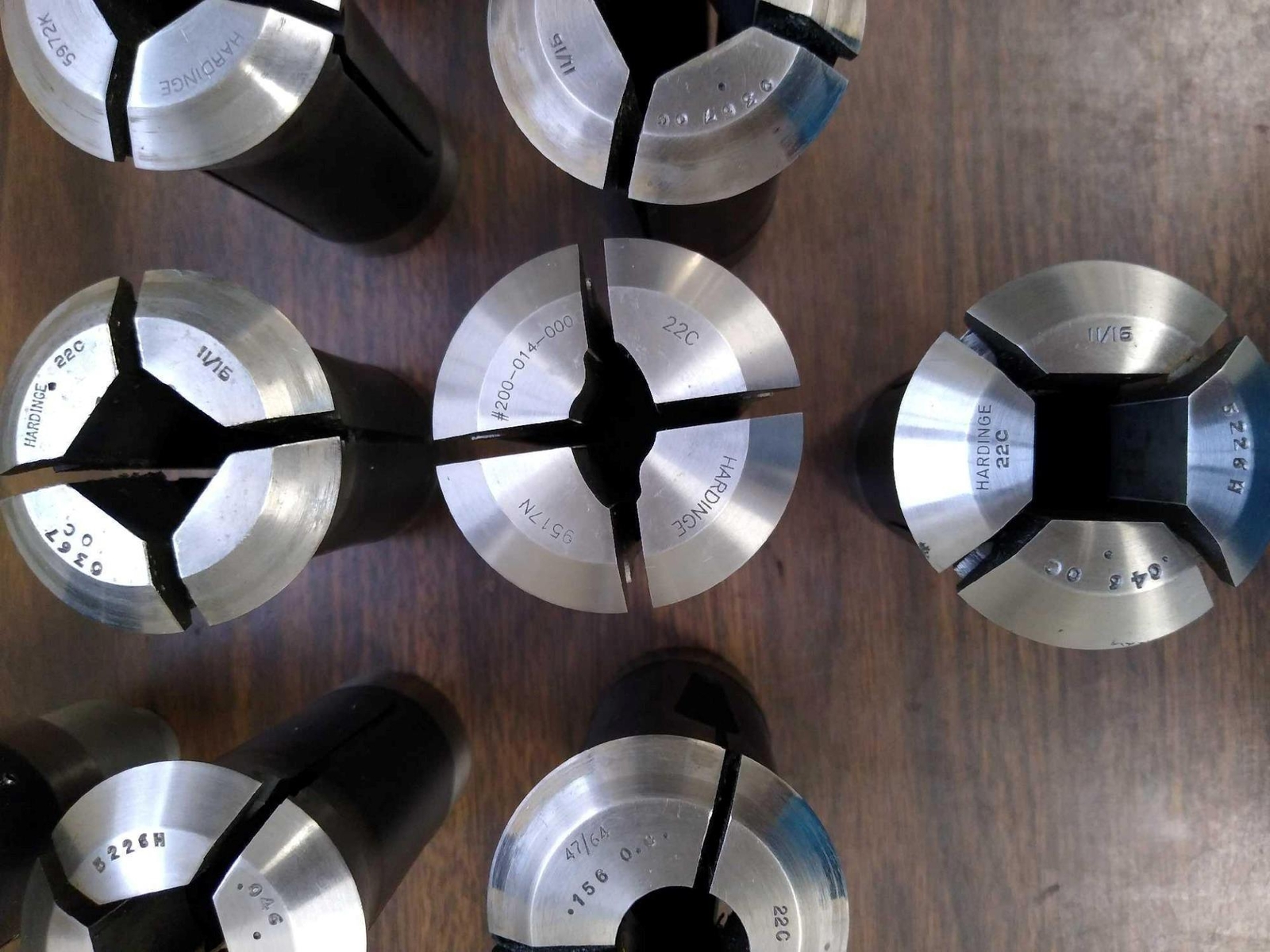 (10) Hardinge #22C Collets Square, Hex & Round Brown & Sharpe Screw ...