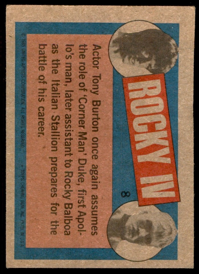 1985 Topps Rocky IV Corner Man Duke Movie Photo Card #8 | eBay